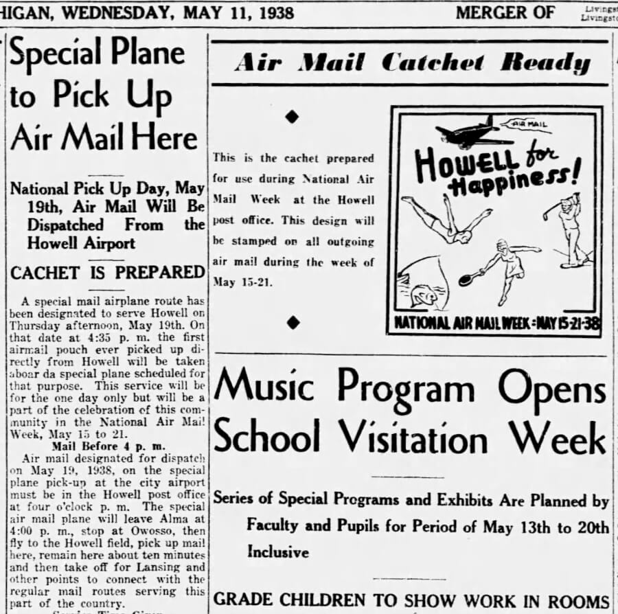 Howell for Happiness: Airmail Week 1938 – The Livingston Post.com